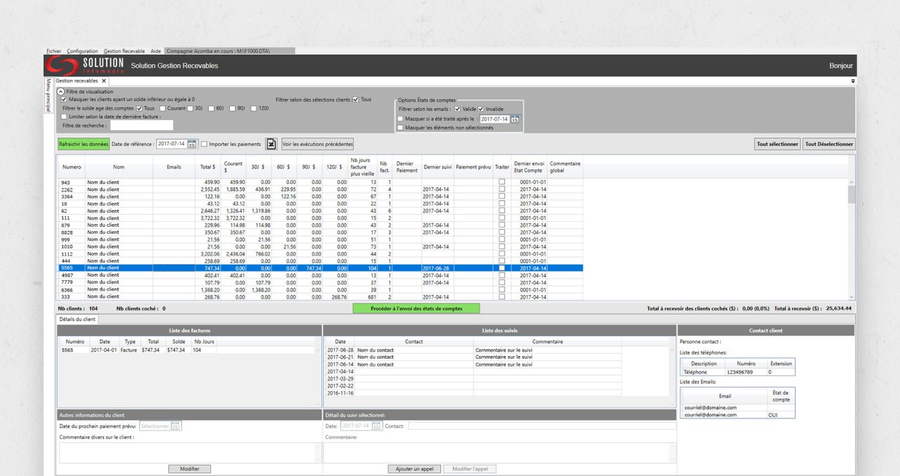 Gestion Recevables - Solution Infomédia